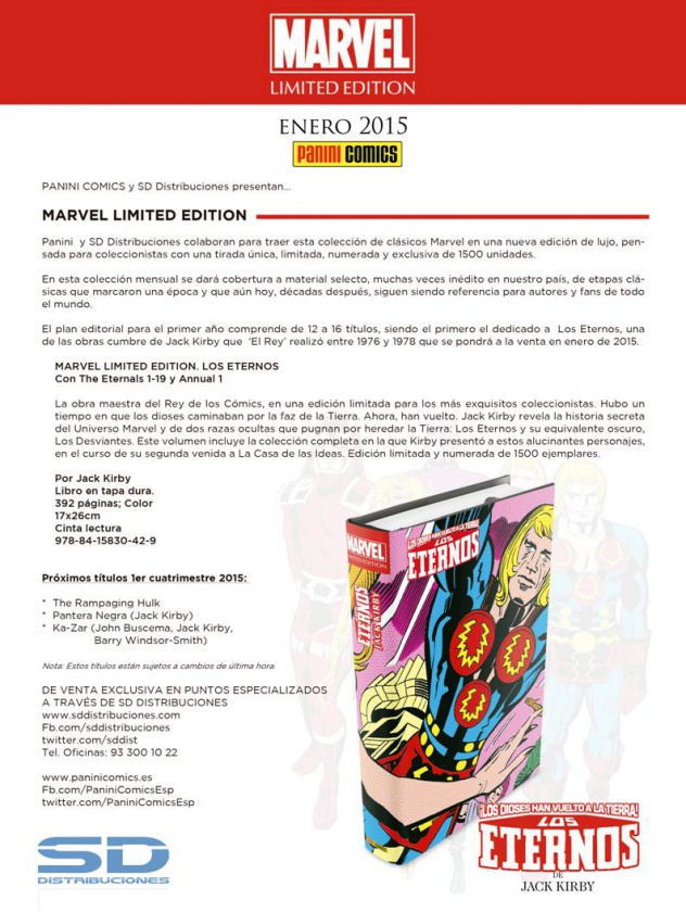 Panini y SD Distribuciones lanzarán la nueva línea Marvel Limited Edition