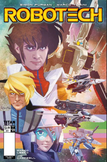 Esta es la portada de Tommy Lee Edwards para el 'Robotech' #9
